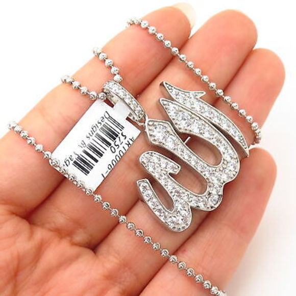 Jewelry | 925 Sterling Italy Swarovski Crystal God In Arabic Pendant ...